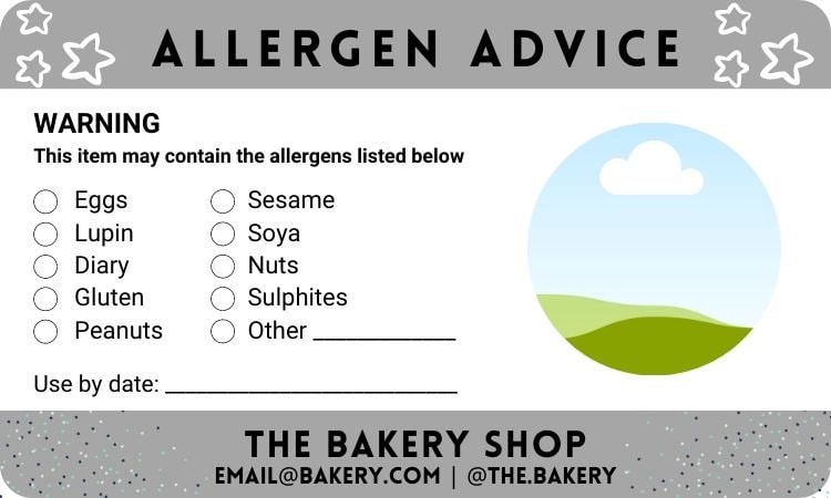 Editable Food Allergy Label Template, Cake Baker Labels, Cake Maker ...