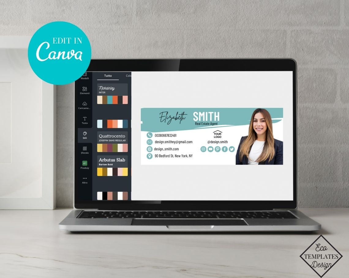Email Signature Template for Canva, Professional Real Estatetemplate ...