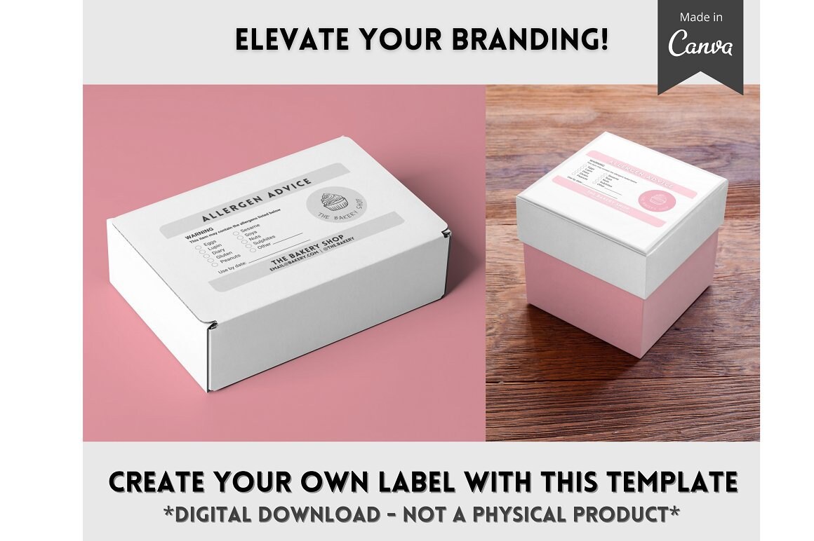 Editable Food Allergy Label Template, Cake Baker Labels, Cake Maker ...