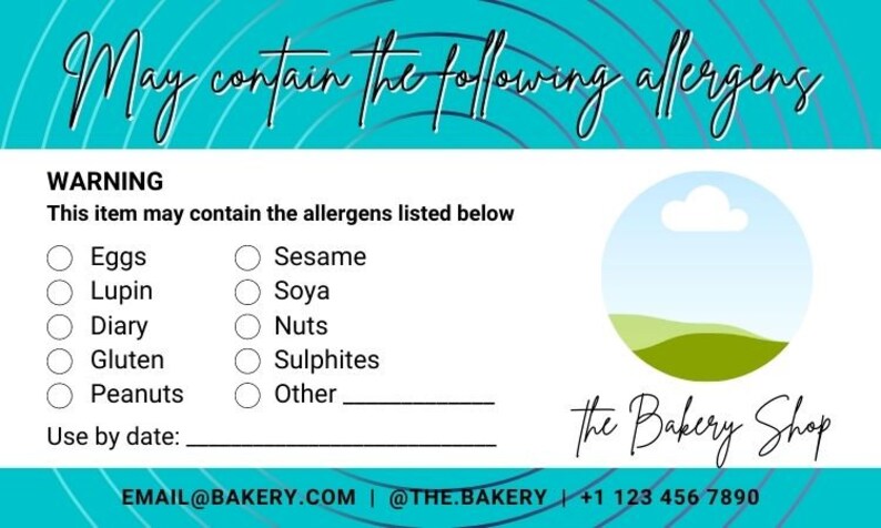 Editable Food Allergy Label Template, Cake Baker Labels, Cake Maker ...