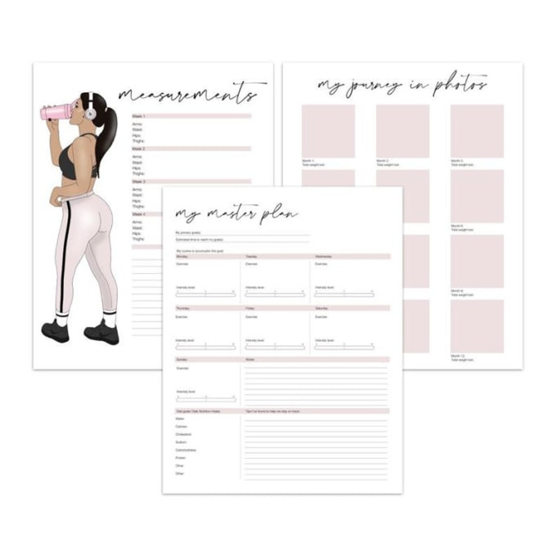 Pink Fitness Planner Workout Planner Weight Loss Journal, Workout ...