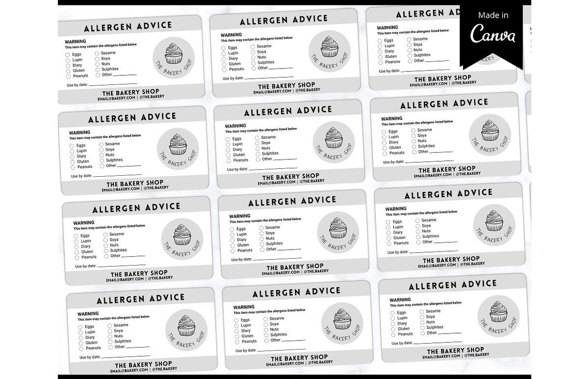 Editable Food Allergy Label Template, Cake Baker Labels, Cake Maker ...