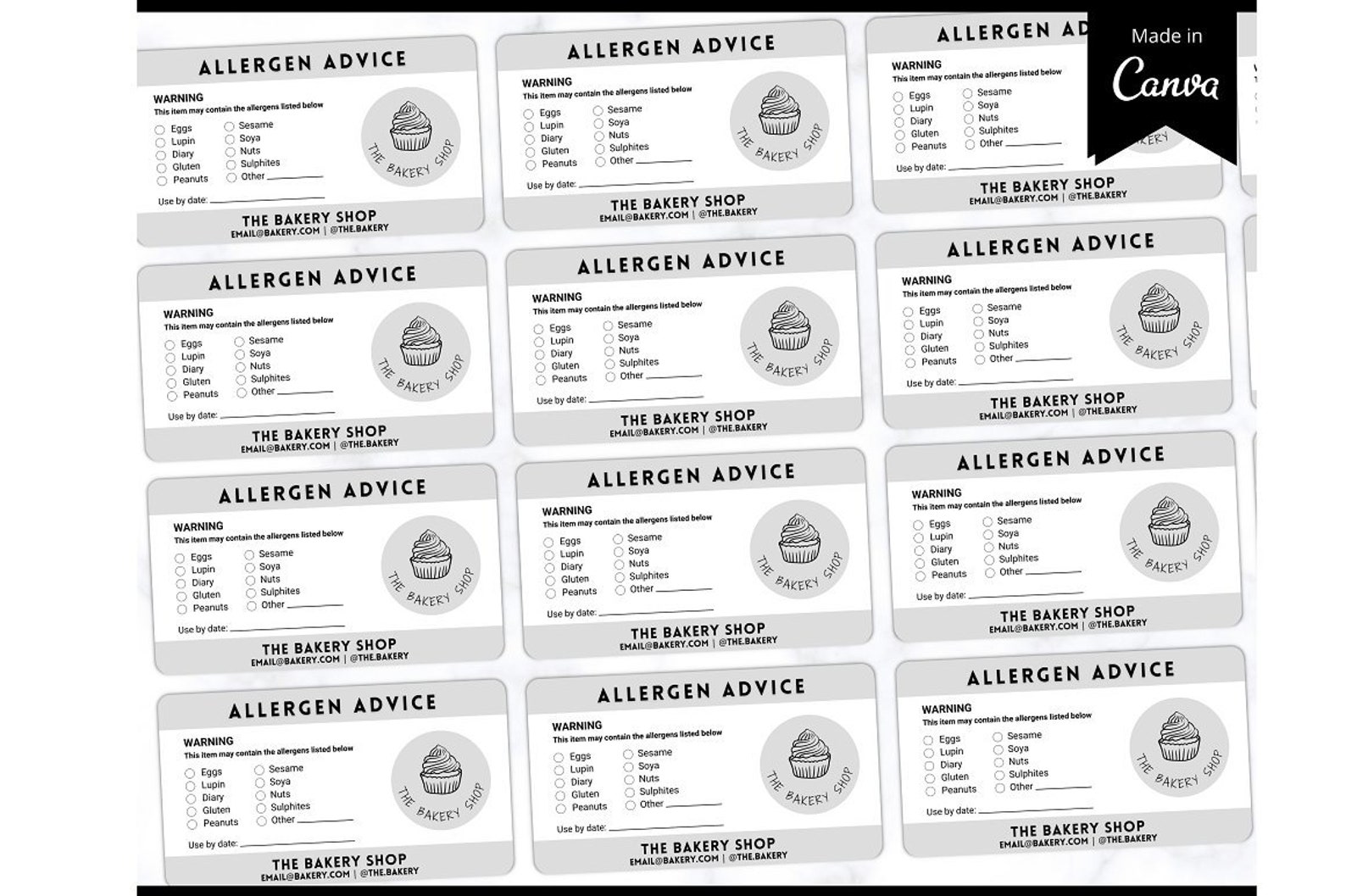 Editable Food Allergy Label Template, Cake Baker Labels, Cake Maker ...