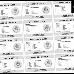 Editable Food Allergy Label Template, Cake Baker Labels, Cake Maker ...