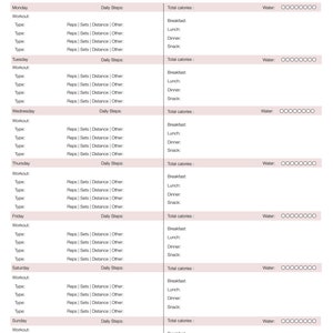 Pink Fitness Planner Workout Planner Weight Loss Journal, Workout ...