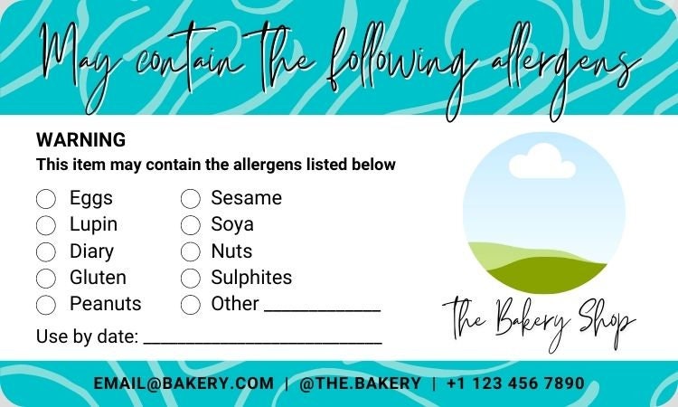 Editable Food Allergy Label Template, Cake Baker Labels, Cake Maker ...