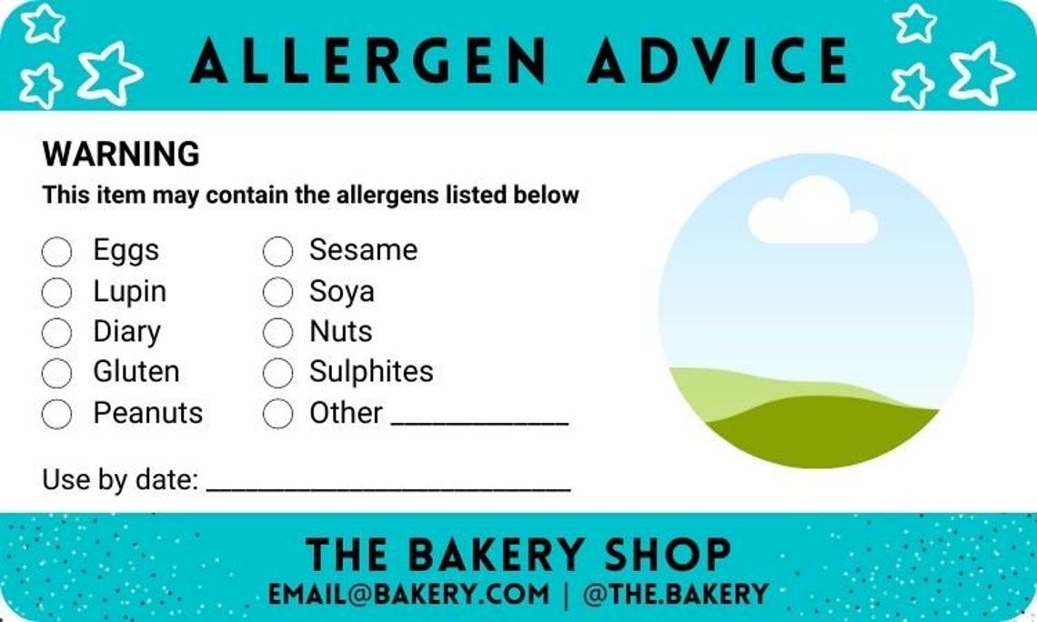 Editable Food Allergy Label Template, Cake Baker Labels, Cake Maker ...
