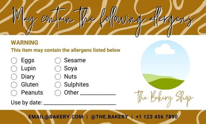 Editable Food Allergy Label Template Cake Baker Labels Cake - Etsy Canada