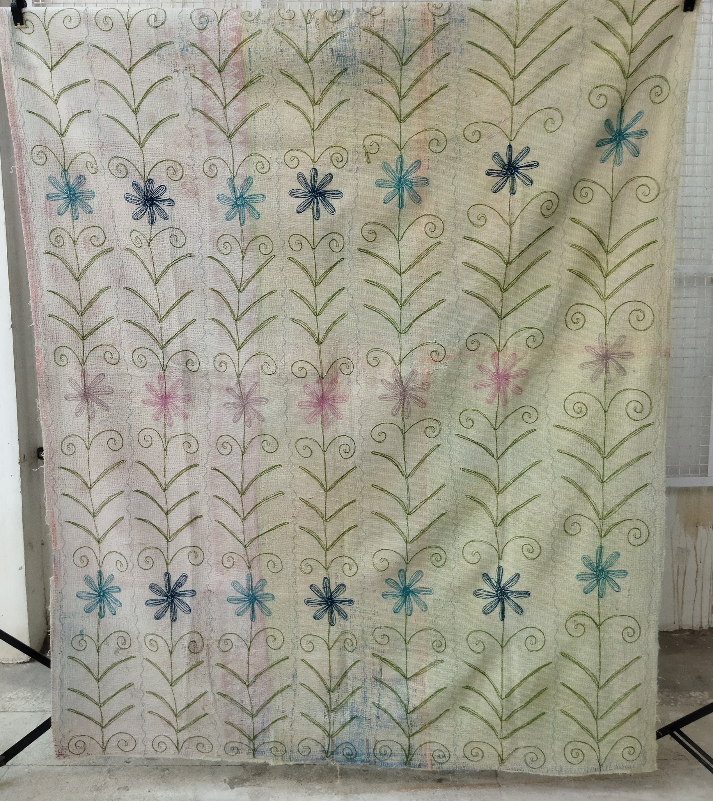 Antique Heavy Stunning Handmade Hand Embroidered Cotton Vintage Suzani ...
