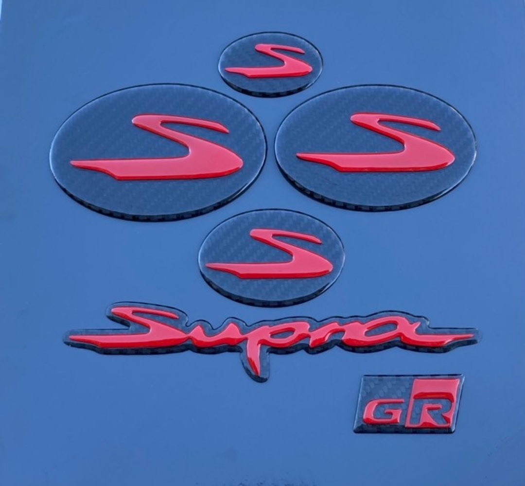 100% REAL Carbon Fiber Supra Emblem Set W/ Engine Cover and Steering ...