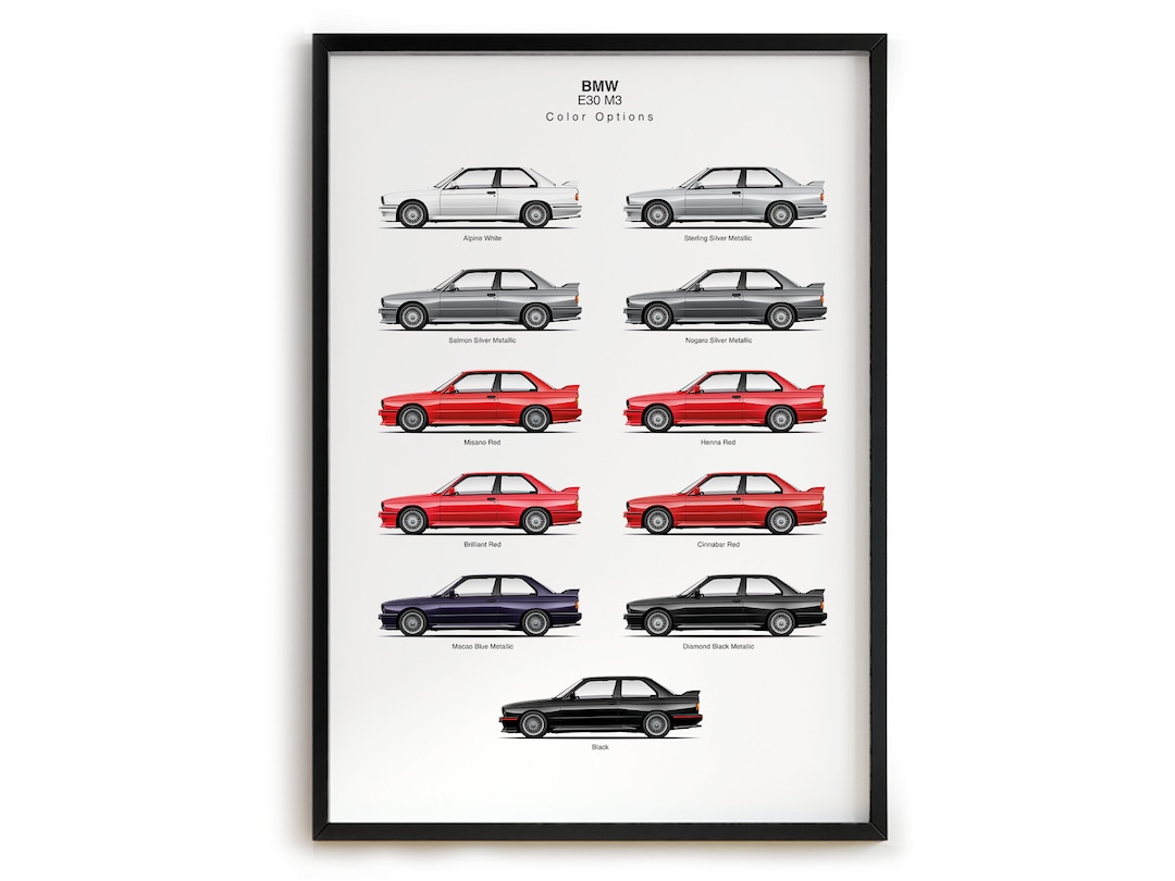 BMW E30 M3 OEM Colors Poster - Etsy