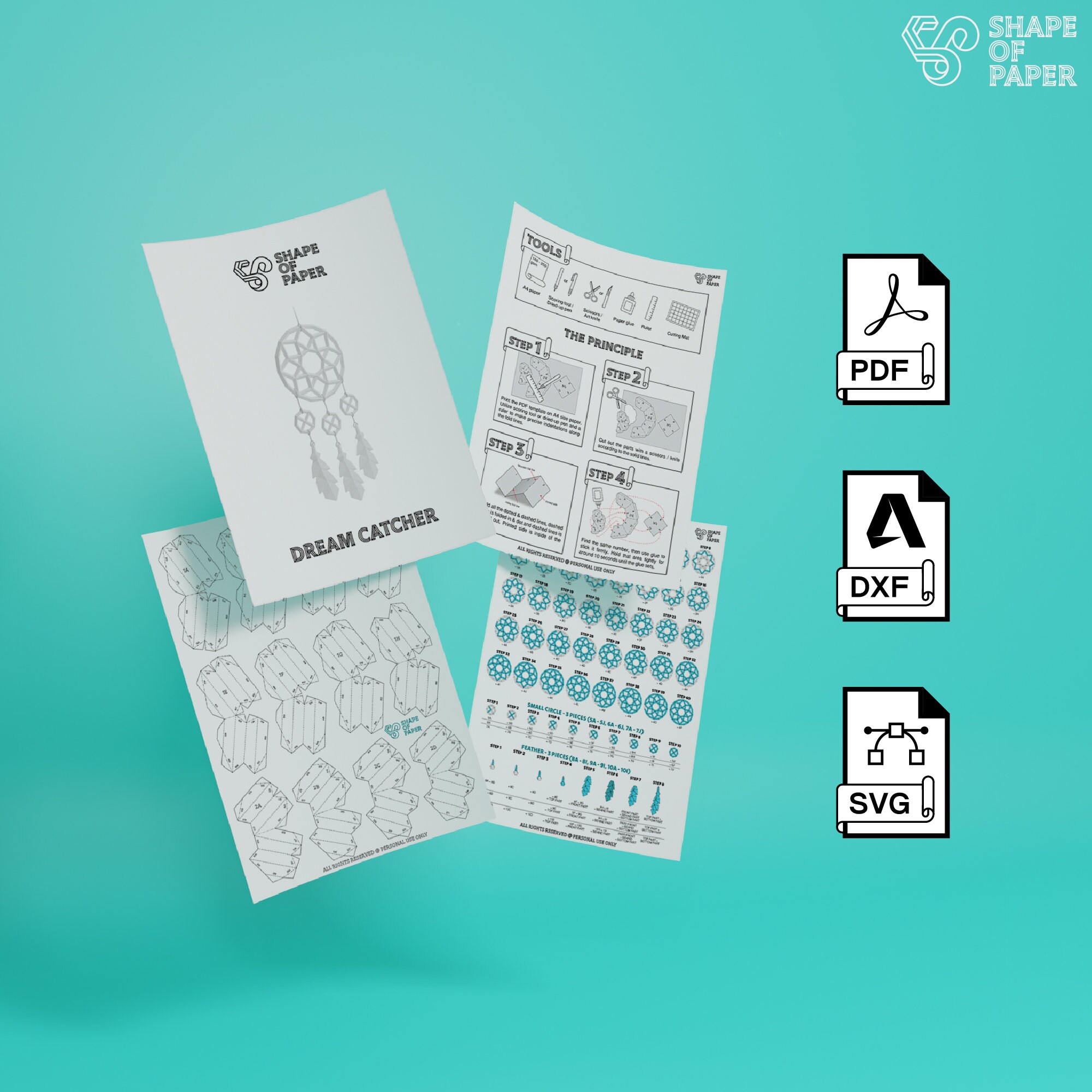 Papercraft Dream Catcher, Handmade, Paper Sculpture, Pepakura, 3D Model ...