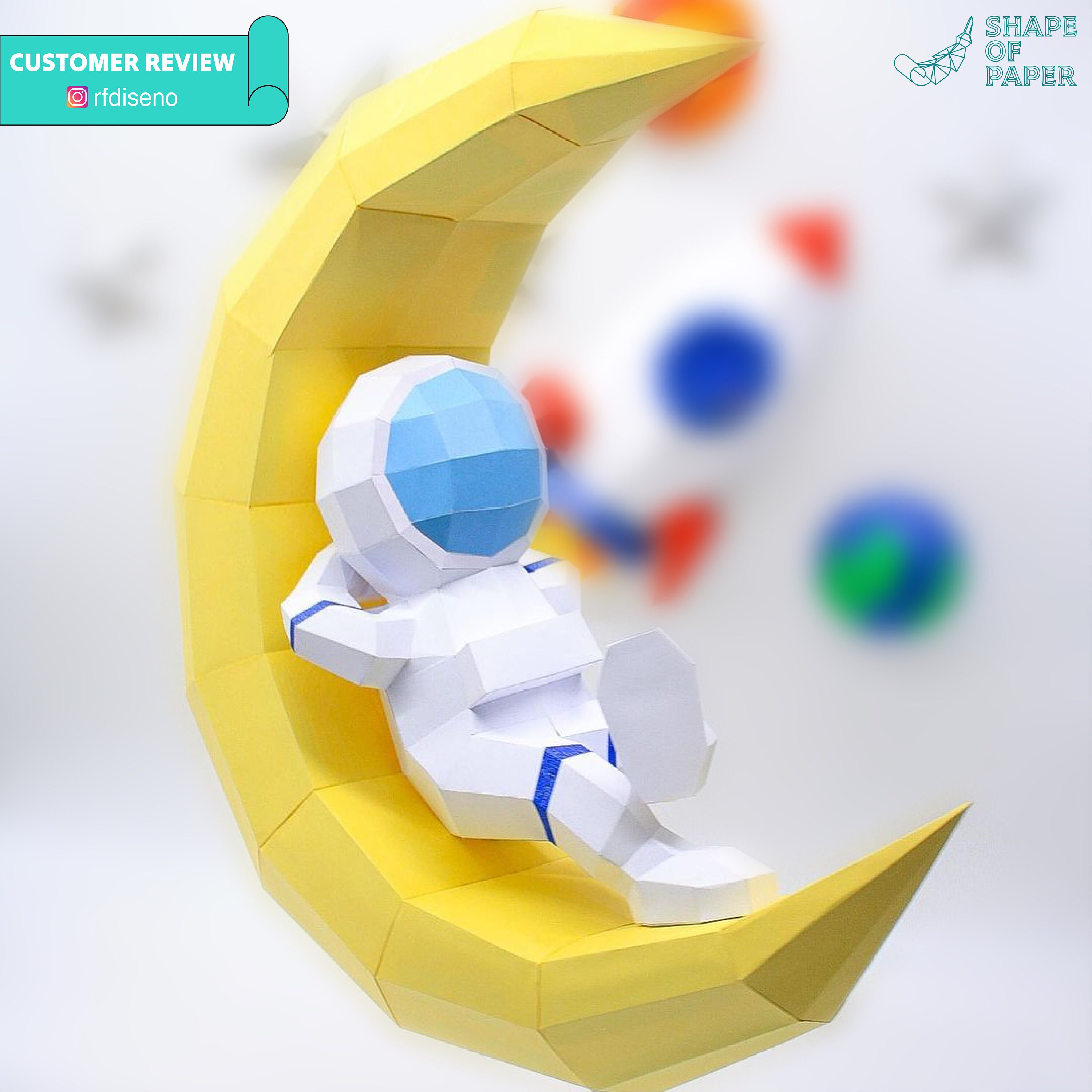 Papercraft Astronaut on the Moon Handmade Paper Sculpture - Etsy