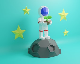 Papercraft Astronaut on the Moon, Handmade, Paper Sculpture, Pepakura ...