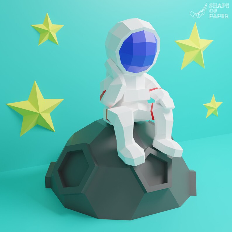 Papercraft Astronaut Thinker Handmade Paper Sculpture - Etsy