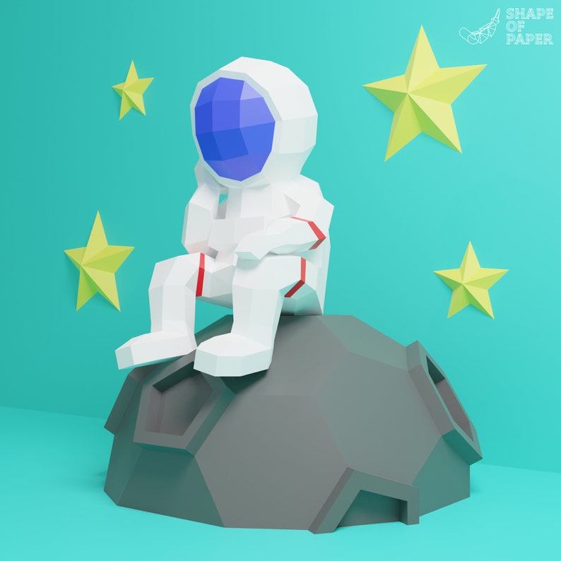 Papercraft Astronaut Thinker Handmade Paper Sculpture - Etsy