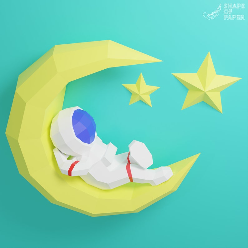 Papercraft Astronaut on the Moon Handmade Paper Sculpture - Etsy