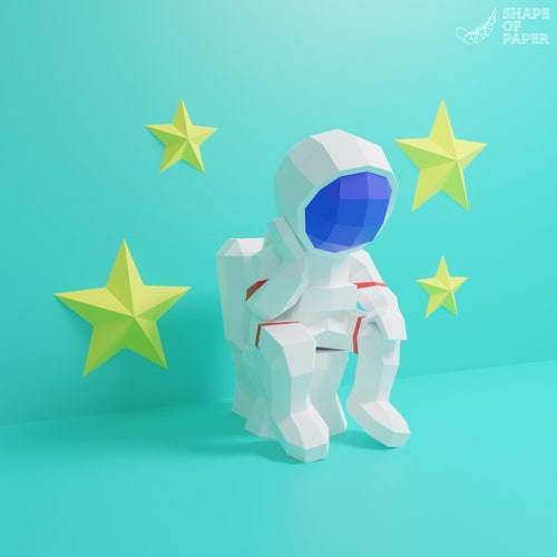 Papercraft Astronaut on the Moon Handmade Paper Sculpture - Etsy