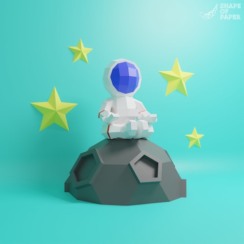 Papercraft Astronaut on the Moon Handmade Paper Sculpture - Etsy