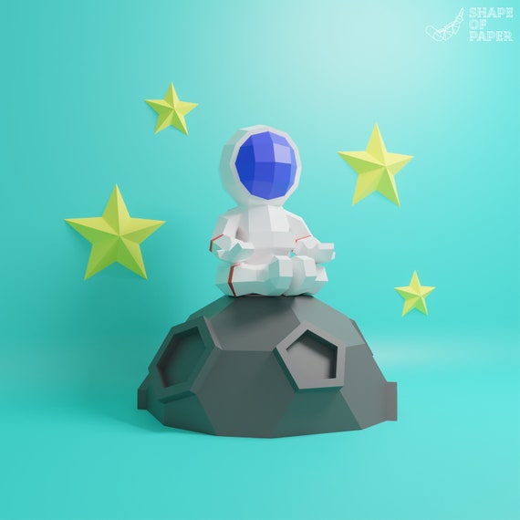 Papercraft Astronaut Doing Yoga on the Moon Handmade Paper | Etsy