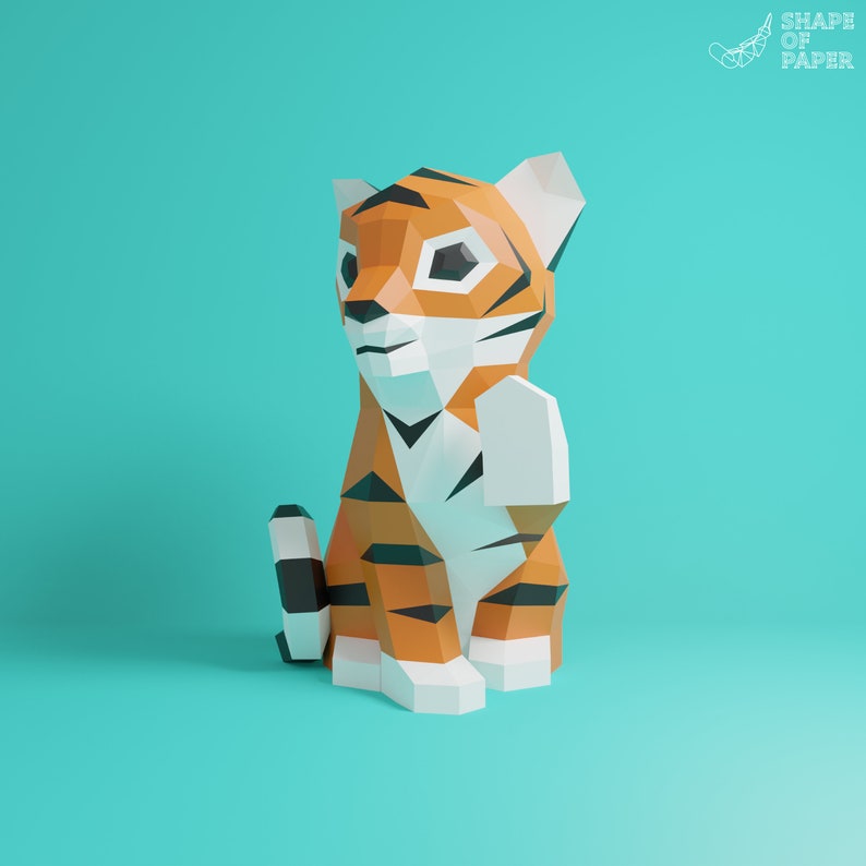 Papercraft Tiger Handmade Paper Sculpture Pepakura 3D | Etsy