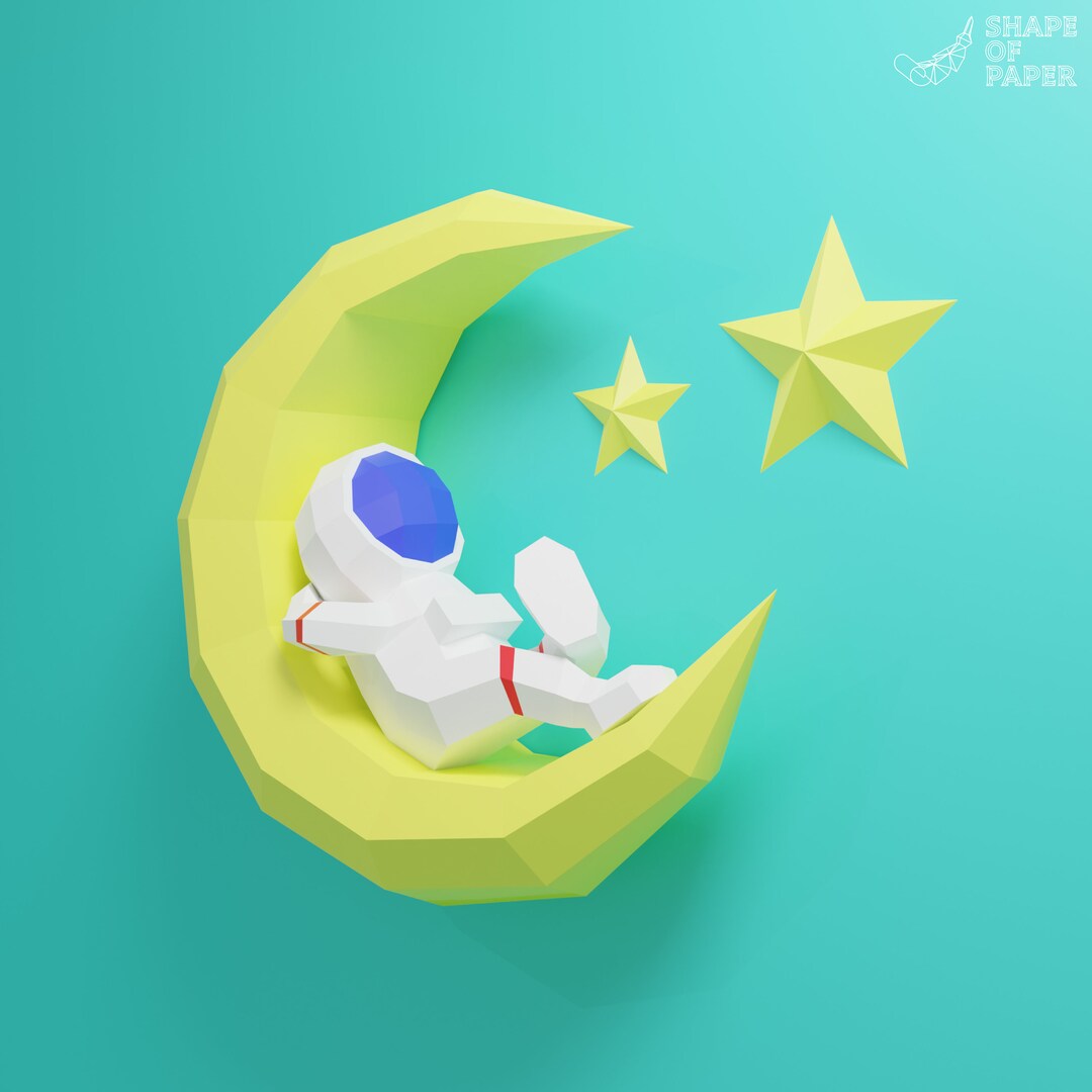 Papercraft Astronaut on the Moon Handmade Paper Sculpture - Etsy