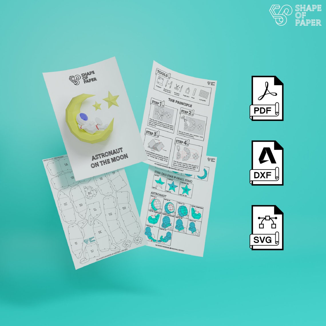 Astronauta de Papercraft en la luna hecho a mano escultura - Etsy México