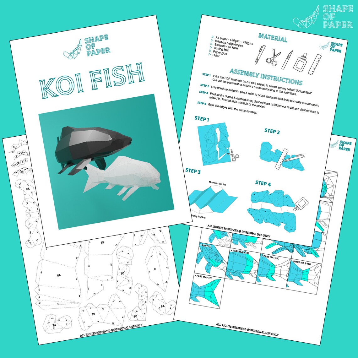 Papercraft Koi Fish Handmade Paper Sculpture Pepakura 3D - Etsy