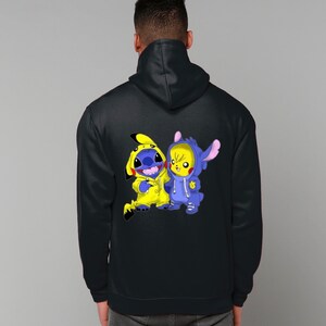 Stitch and Pika Hoodie (FRONT + BACK PRINT) - Etsy