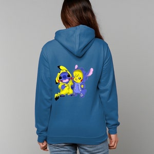 Stitch and Pika Hoodie (FRONT + BACK PRINT) - Etsy
