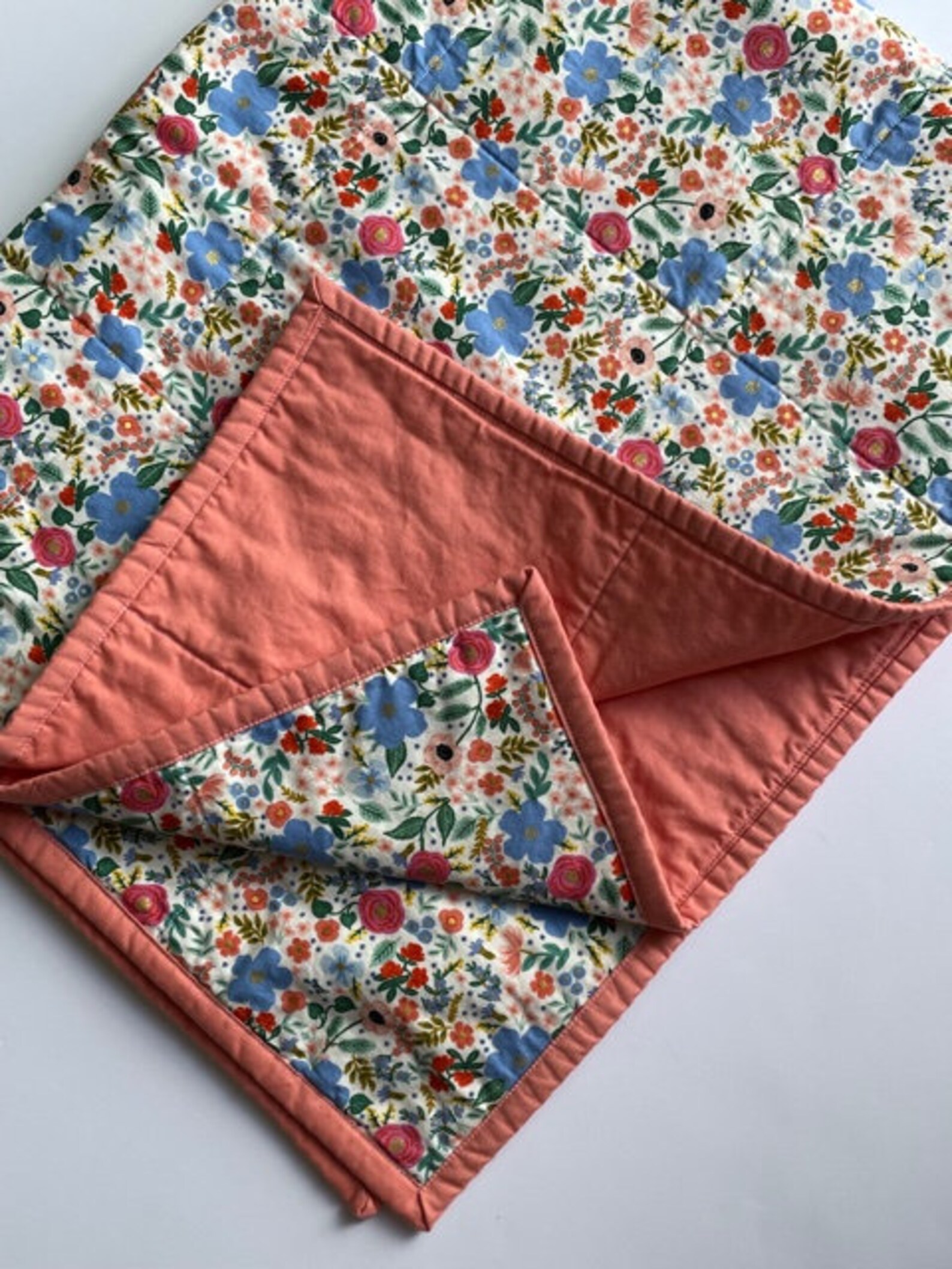 Floral Baby Quilt - Whole Cloth Quilt - Modern Quilt - Etsy