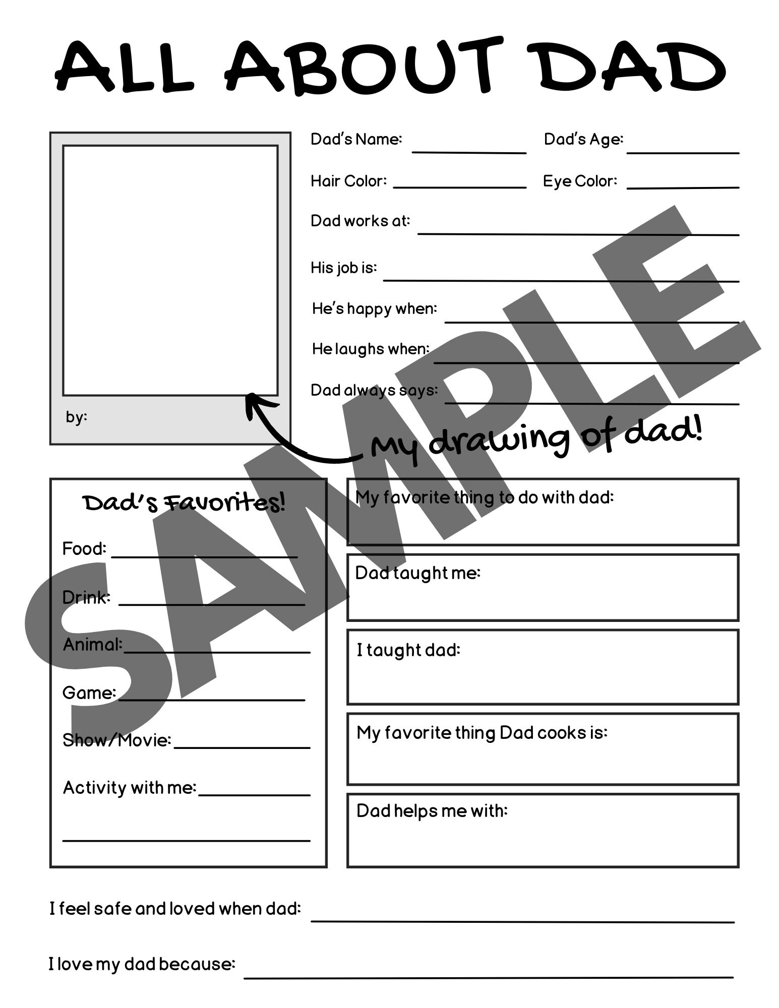 Heartwarming Father's Day Printable Kids Fill-in-the-blank ...