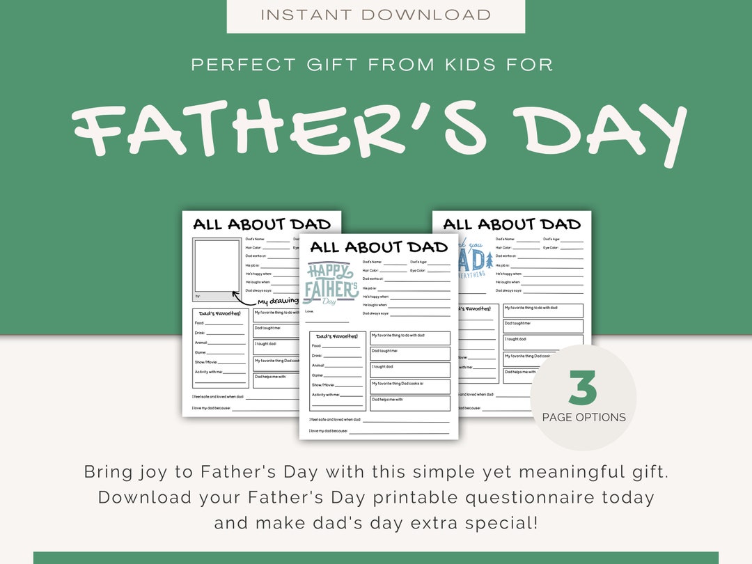 Heartwarming Father's Day Printable Kids Fill-in-the-blank ...