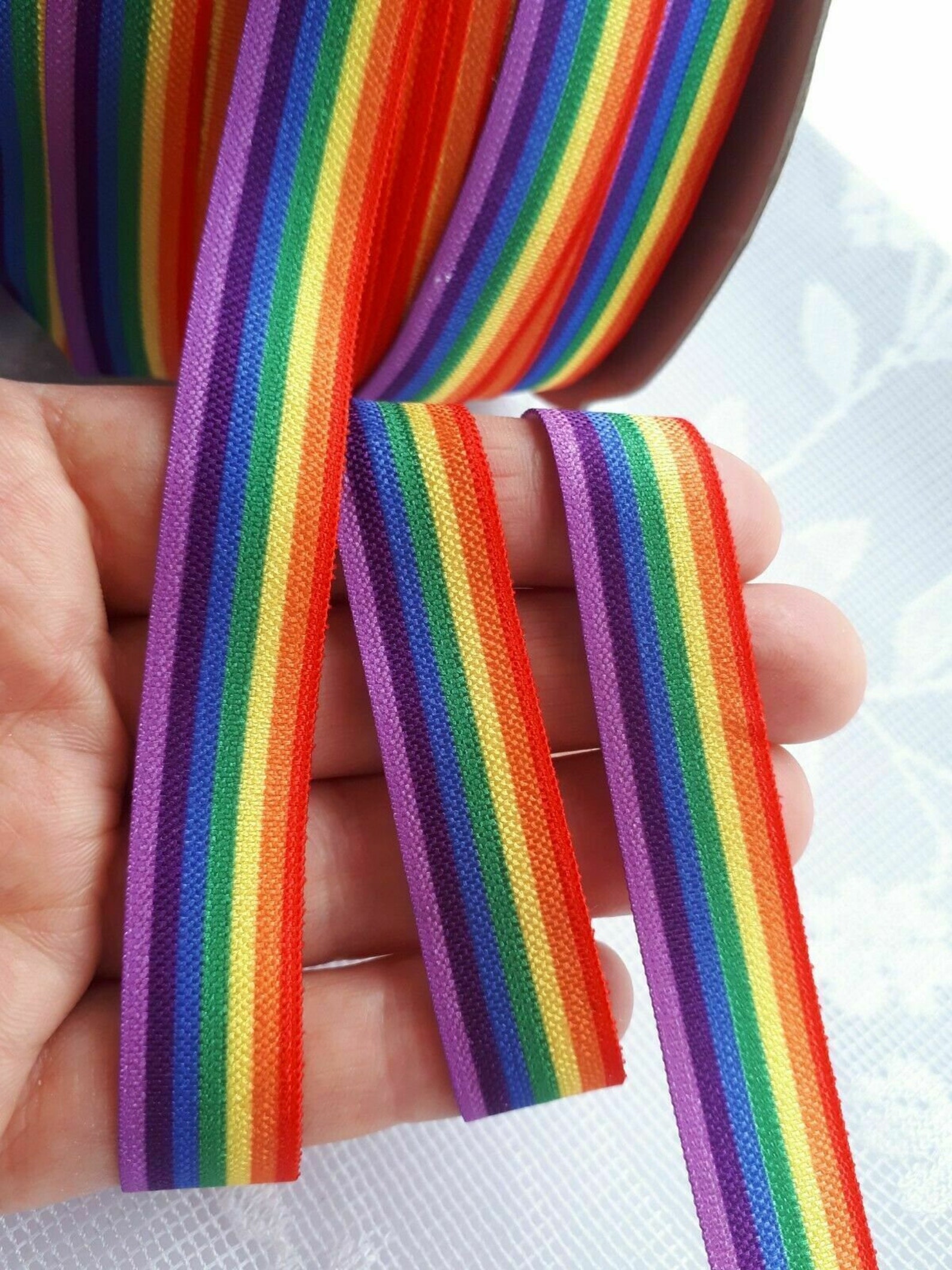 1-5 Metres Foe Fold Over Elastic Ribbon Crafts Sew Rainbow NHS - Etsy