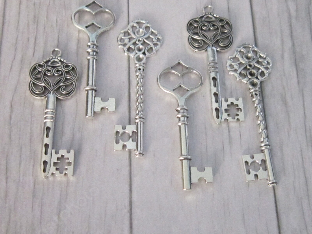 6 Pcs Vintage Style Ornate Steampunk Large Antique Silver Color Metal ...