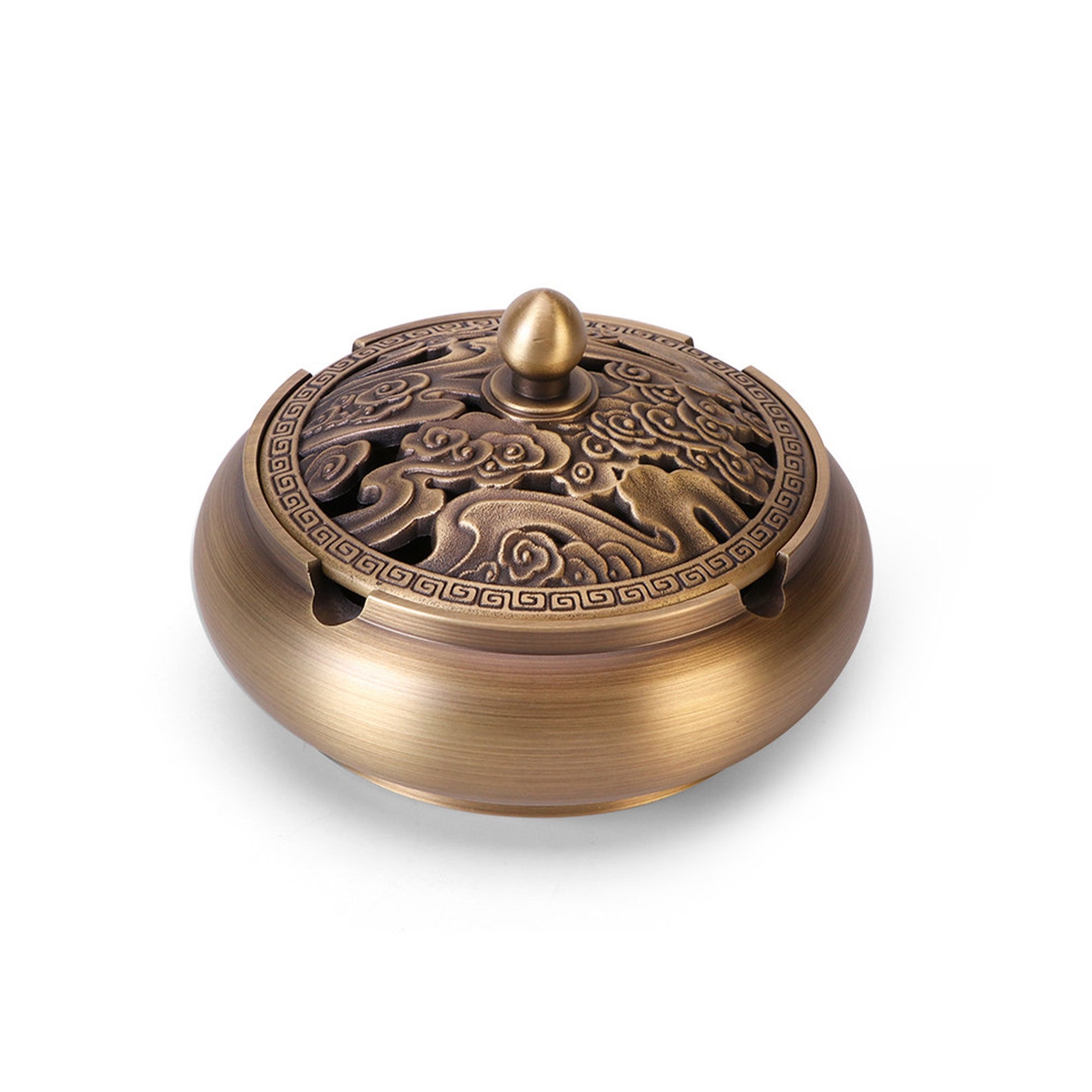 Palm-sized Copper Ashtray With Carved Lid retro Feel - Etsy