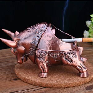Covered Ashtray Fighting Bull - Etsy