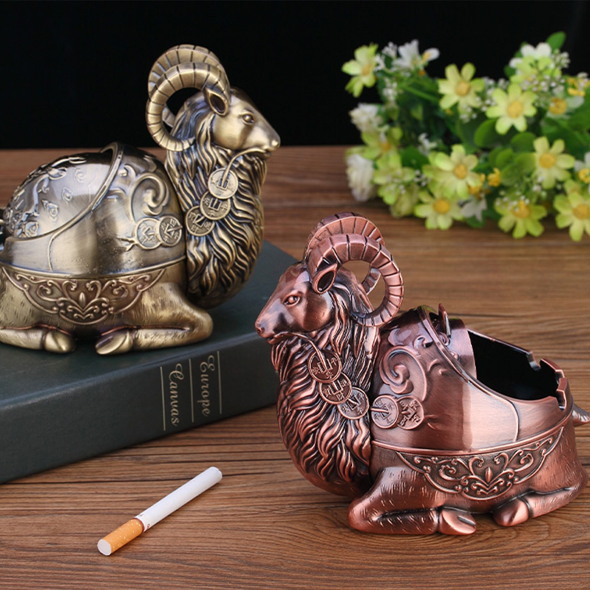 Animal Ashtray With Lid deer Goat Turtle - Etsy