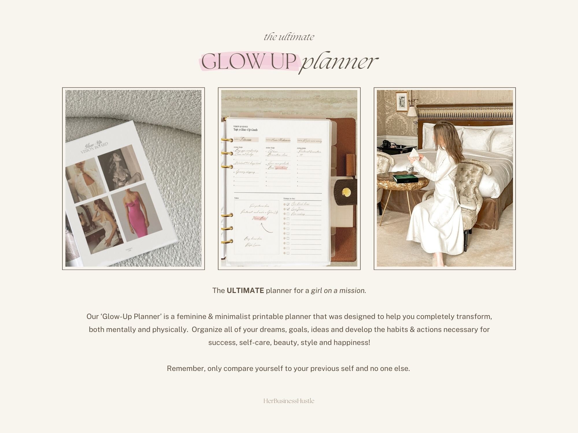 2024 That Girl Glow up Planner, Printable Self Care and Wellness Journal for Women, Monthly ...