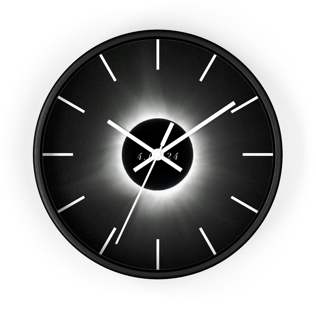 Wall Clock Solar Eclipse 2024 by Organic Peace Decor Wall Clock - Etsy