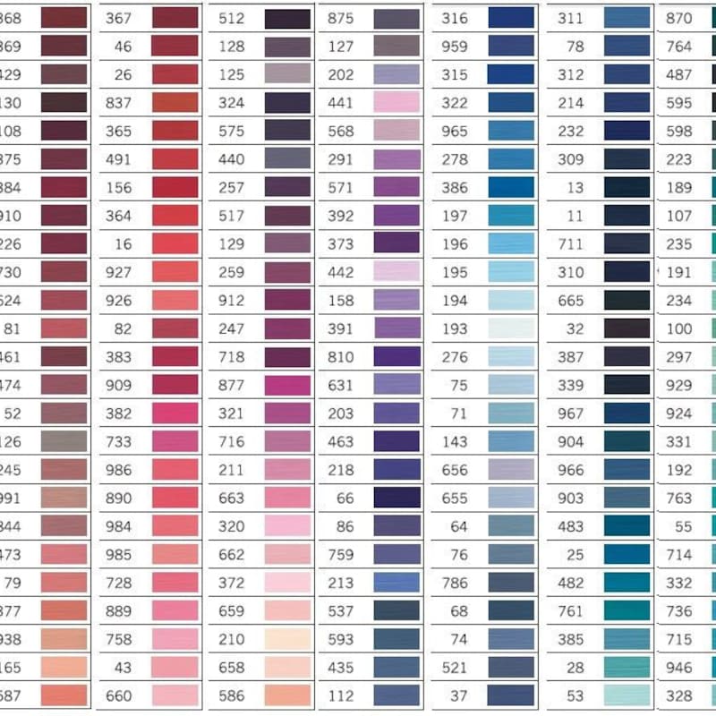 Gutermann Color Chart - Etsy