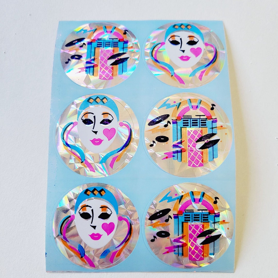 VINTAGE Sandylion Clown & Jukebox STICKERS #20C, Pierrot Prismatic ...