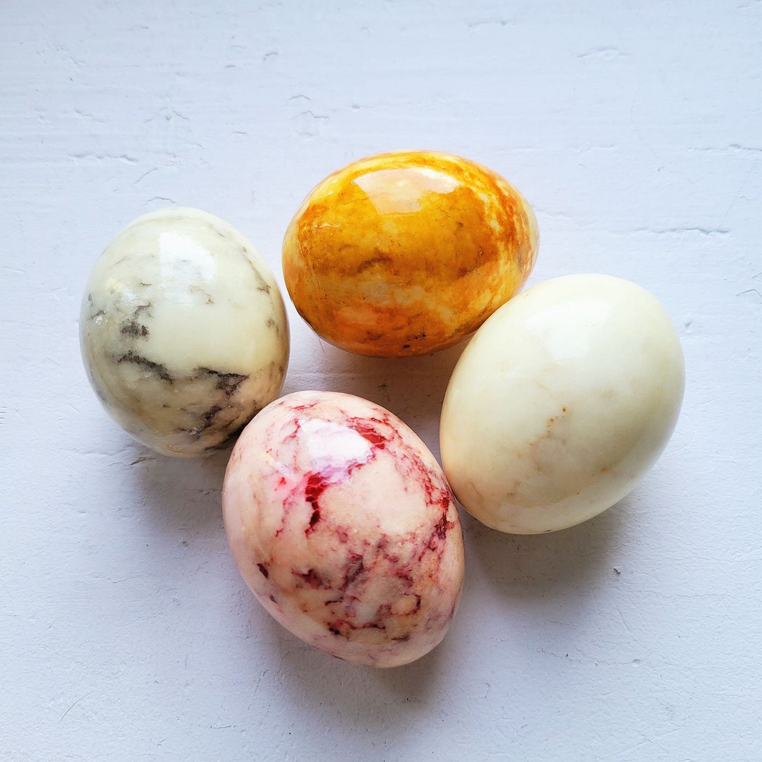 VINTAGE Alabaster Marble Eggs, Large Stone Eggs, Decorative ...