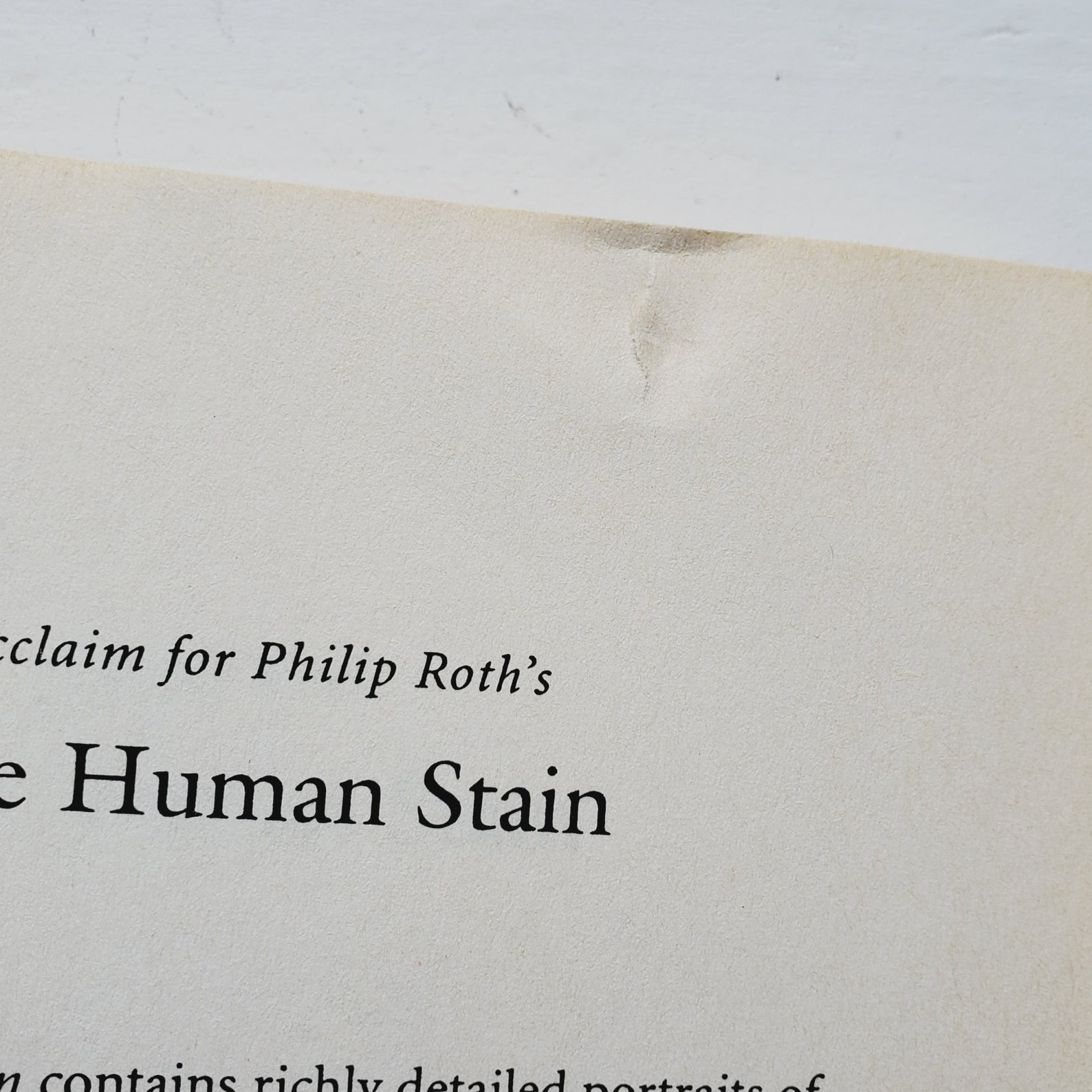 The HUMAN Stain by Philip Roth 2001 Fiction Novel softcover - Etsy