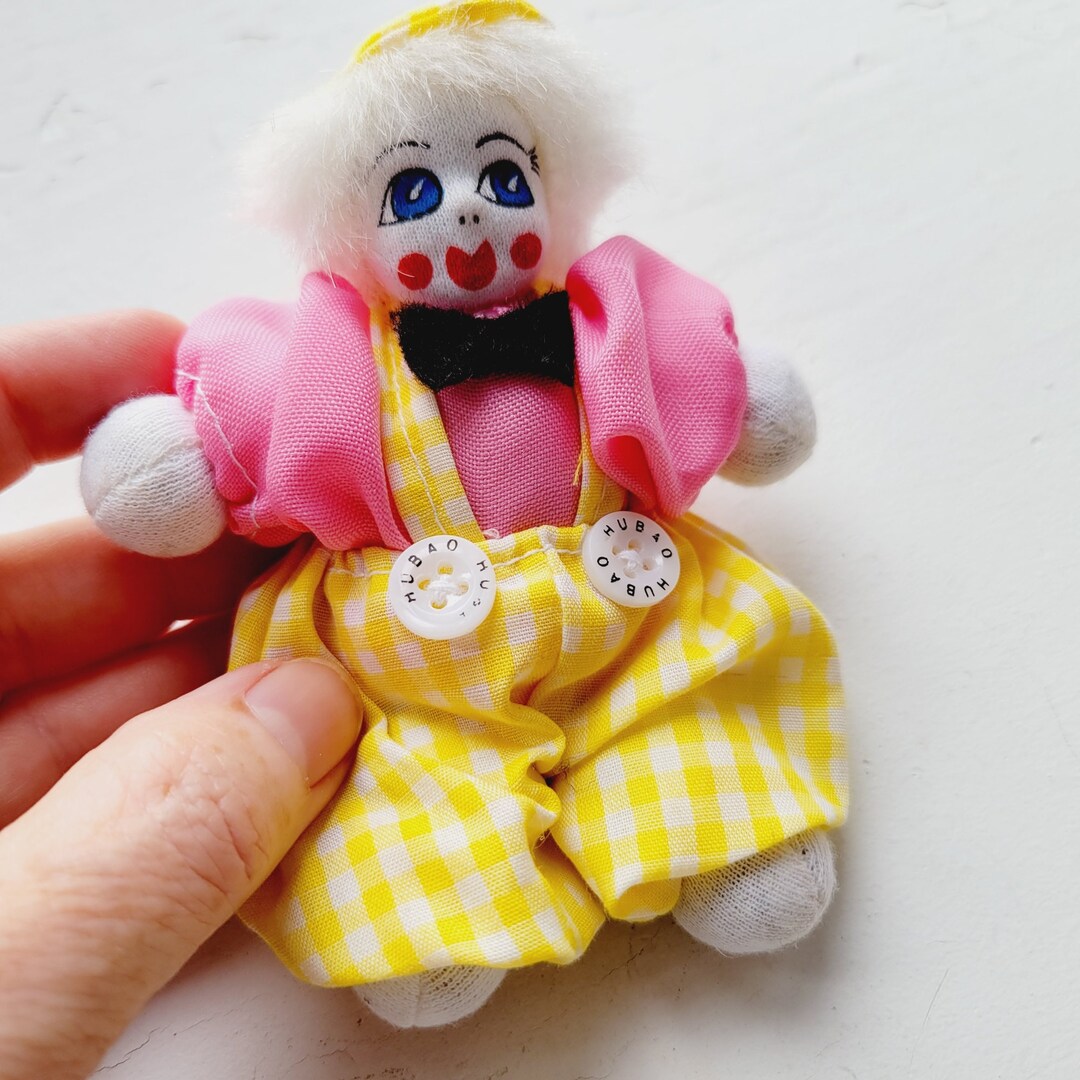 Cute Small Vintage CLOWN With Pink Shirt and Yellow CHECKERED - Etsy