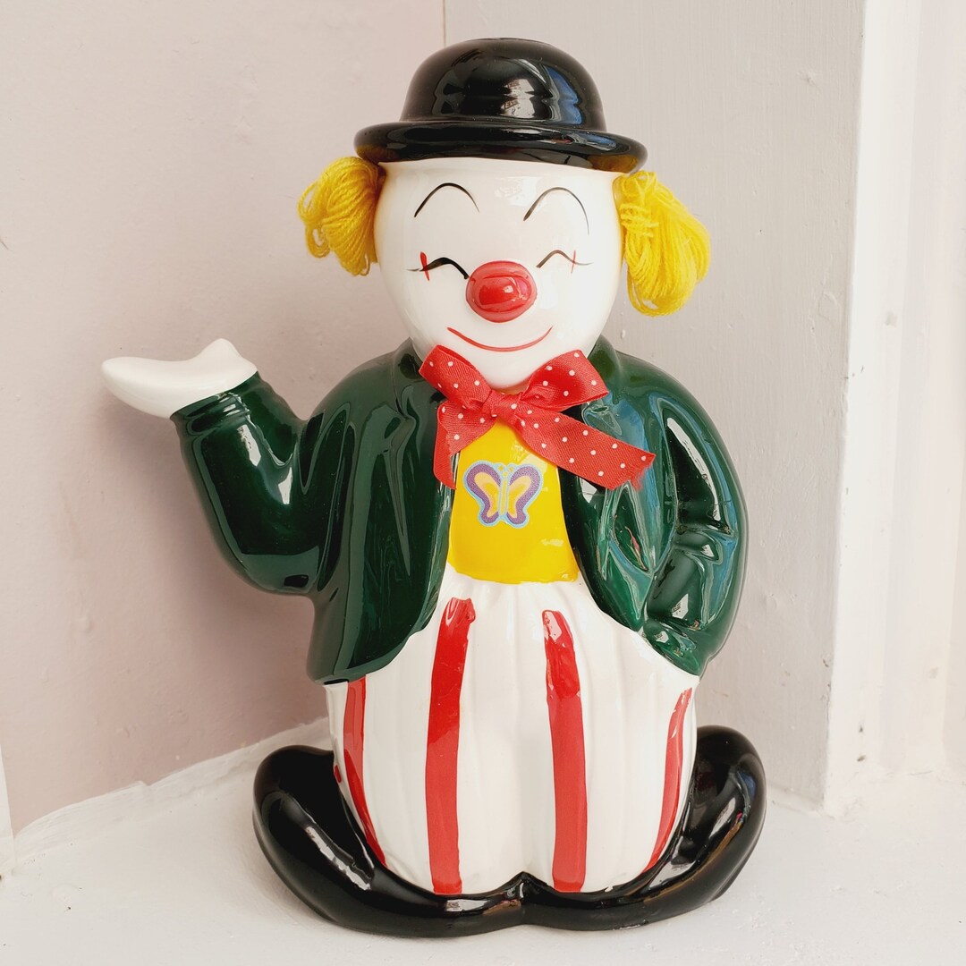 Large CLOWN Coin Bank, Ceramic Clown, Piggy Bank, Decoration, Children ...