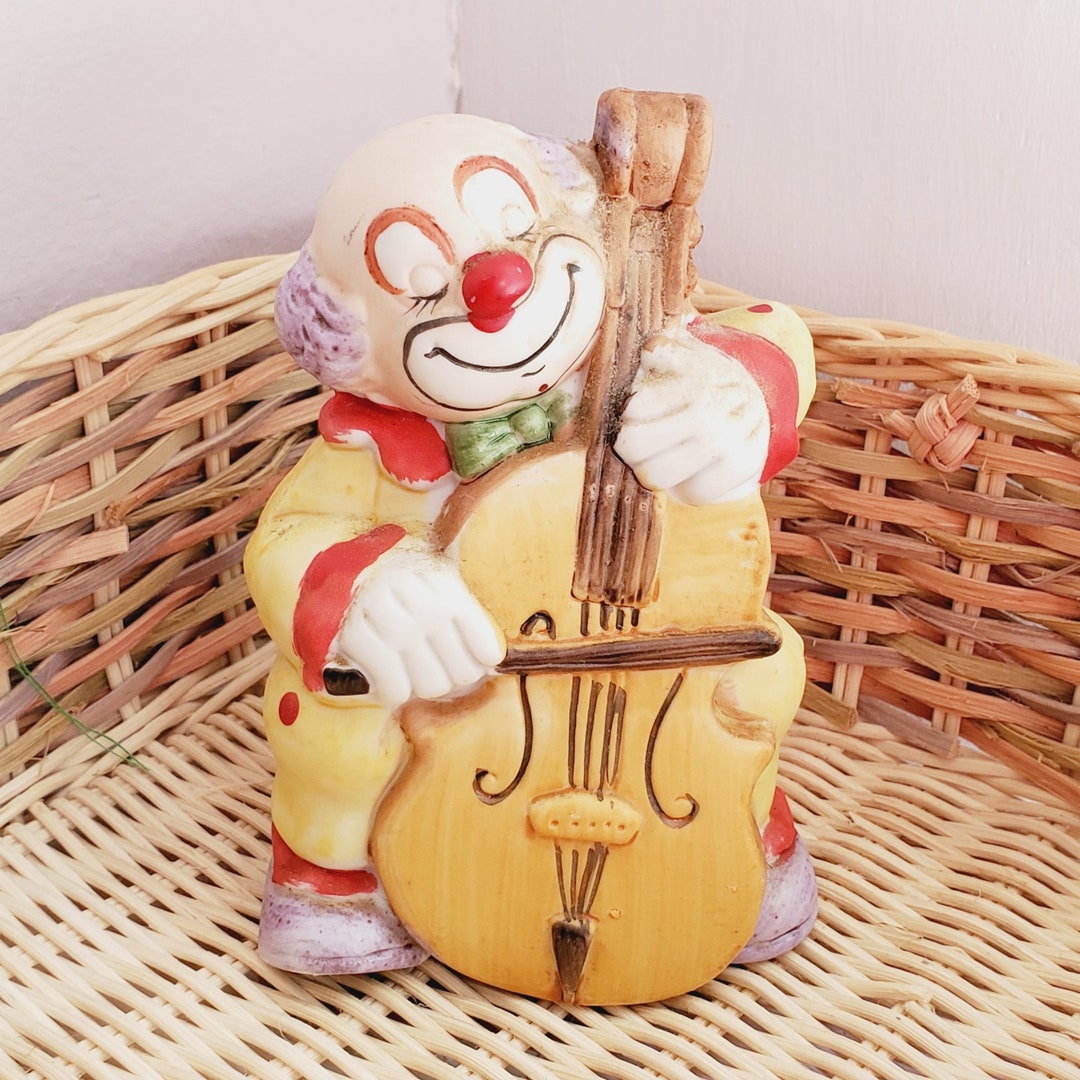 RARE Cello Playing Clown BELL, Figurine, Ceramic, Unusual Home Decor ...
