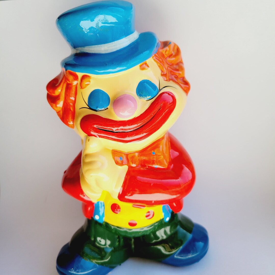 Large CLOWN Coin Bank, Ceramic Clown, Piggy Bank, Decoration, Children ...