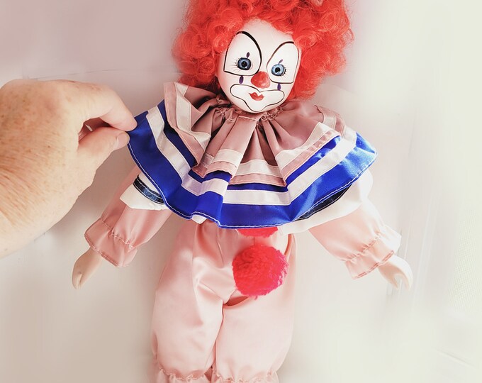 Squeaker Clown Rubber Made in Taiwan Vintage Toy Hobo Circus Blond Blue ...