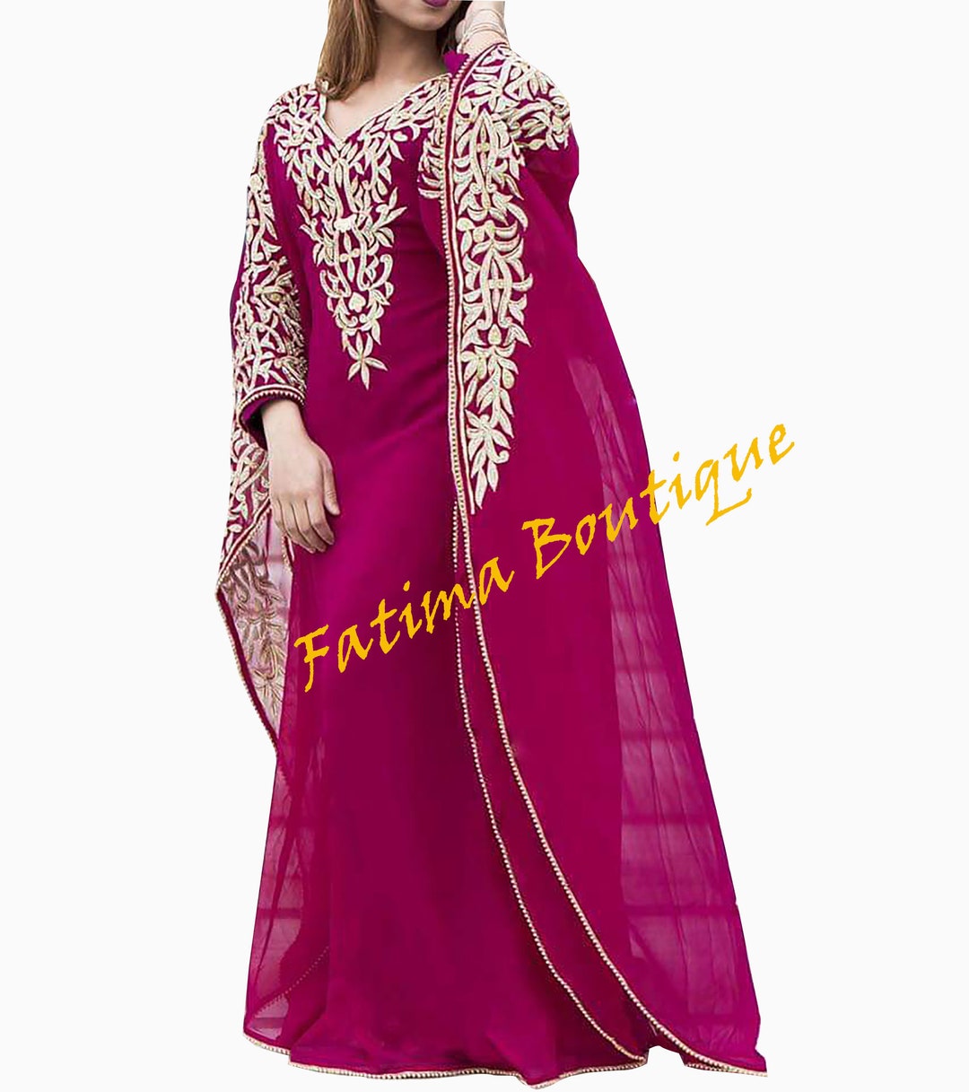 Sale Abaya Evening Aari Embroidered Moroccan Dubai Bedded Kaftan ...